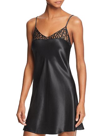 GINIA Twisted Lace Silk Chemise | Bloomingdale's