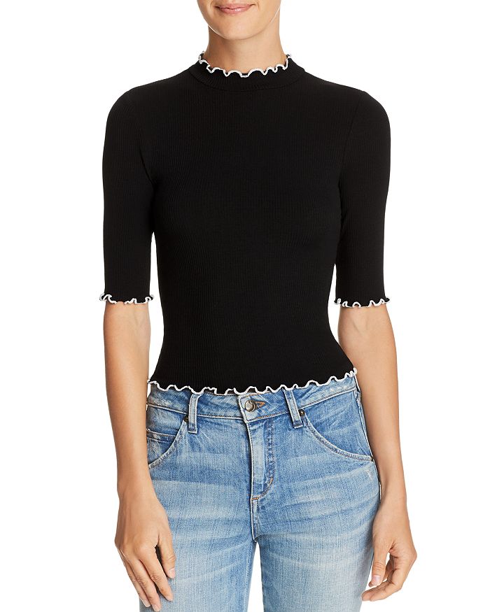 AQUA Ruffle-Trim Cropped Top - 100% Exclusive | Bloomingdale's