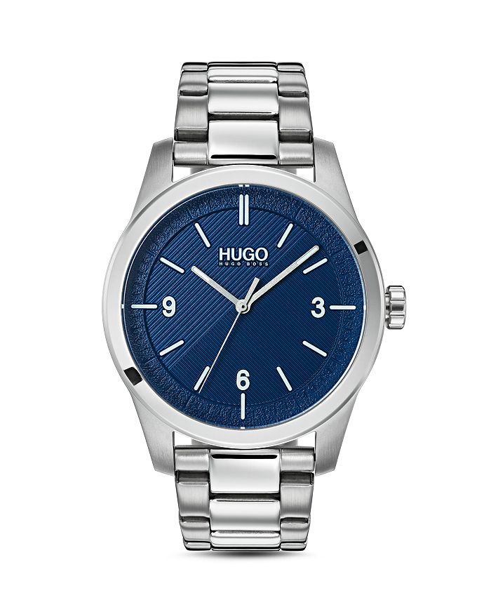 HUGO HUGO #CREATE Link Bracelet Blue Watch, 40mm | Bloomingdale's