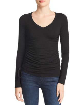 Red Haute Ruched Drawstring Side Top | Bloomingdale's