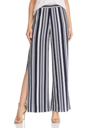 AQUA Striped Split Wide Leg Pants - 100% Exclusive | Bloomingdale's