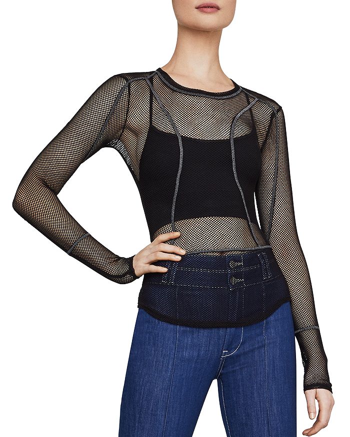 BCBGMAXAZRIA Seamed Fishnet Mesh Top | Bloomingdale's