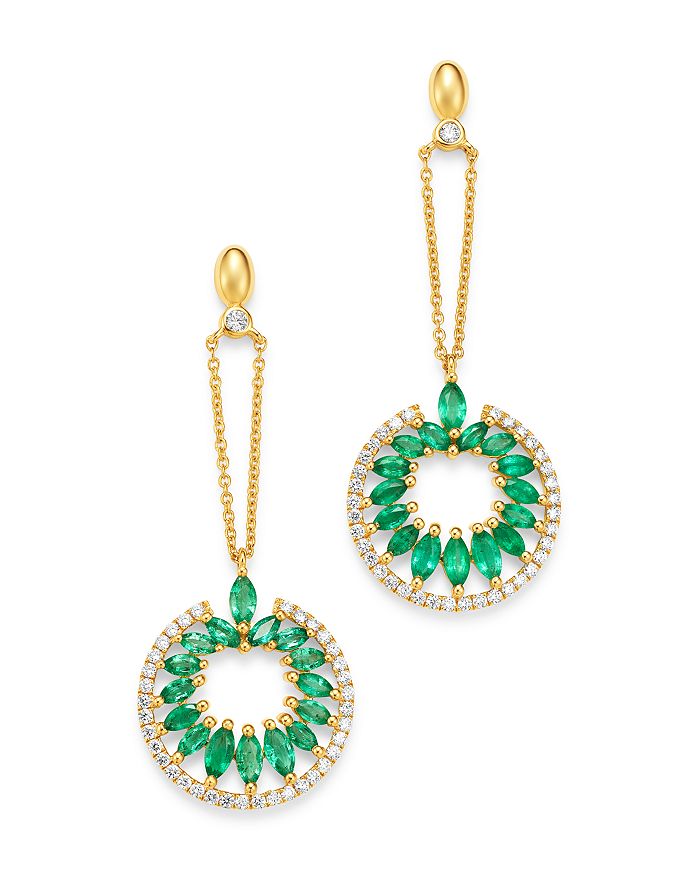 Madhuri Parson 14K Yellow Gold Diamond Essentials Marquis Emerald Drop ...