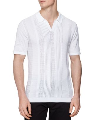REISS Reggie Texture Open Collar Regular Fit Polo Shirt | Bloomingdale's