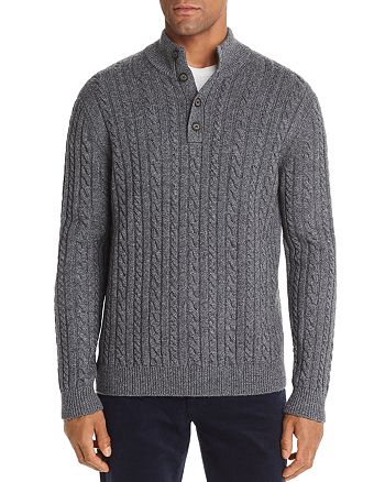 The Men's Store at Bloomingdale's Half-Button Cable Sweater - 100% ...