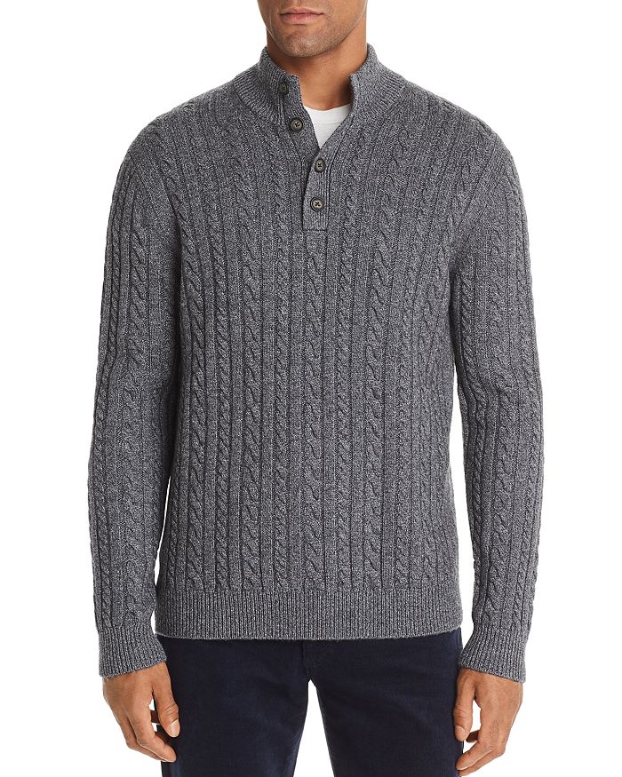 The Men's Store at Bloomingdale's Half-Button Cable Sweater - 100% ...