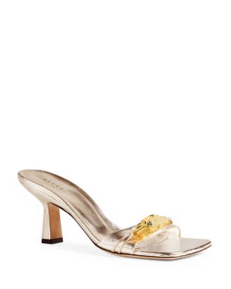 Gucci Women's Metallic Leather Slide Sandals | Bloomingdale's