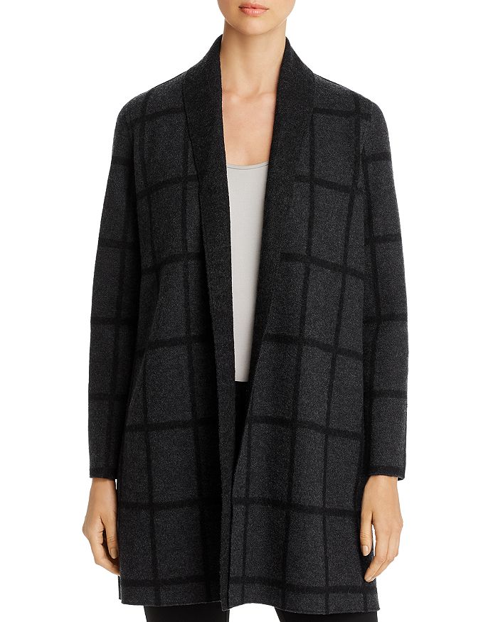 Eileen Fisher Windowpane Wool Cardigan | Bloomingdale's