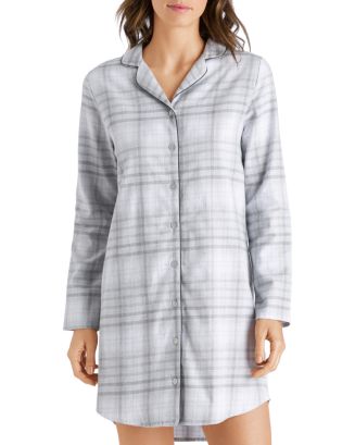 Hanro Edda Plaid Cotton Flannel Long-Sleeve Sleepshirt | Bloomingdale's