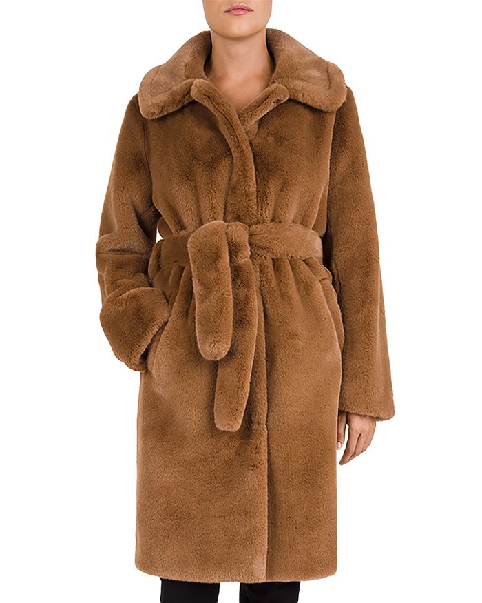 Gerard Darel Prune Belted Faux-Fur Coat | Bloomingdale's