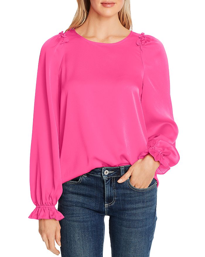 CeCe Ruffled Satin Top | Bloomingdale's