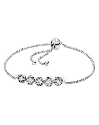 Pandora Sterling Silver & Cubic Zirconia Round Sparkle Slider Bracelet ...
