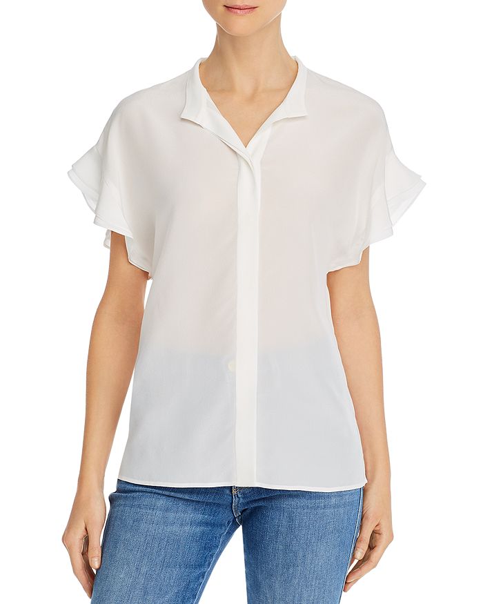 FRAME Ruffle-Sleeve Silk Blouse | Bloomingdale's