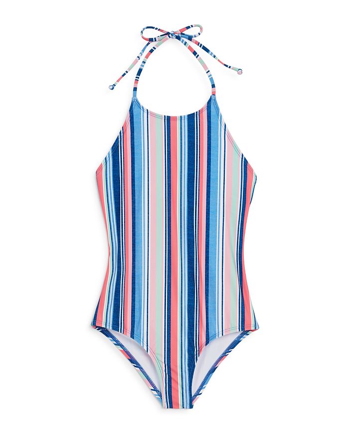 Splendid Girls' Striped Halter One-Piece Swimsuit - Little Kid, Big Kid ...