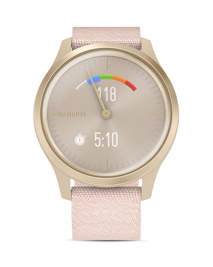 Garmin Vivomove Style Blush Pink Nylon Strap Touchscreen Hybrid ...