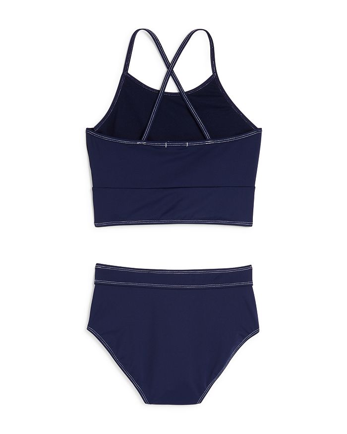 Habitual Girls' Contrast-stitch Two-piece Swimsuit - Little Kid In Navy ...