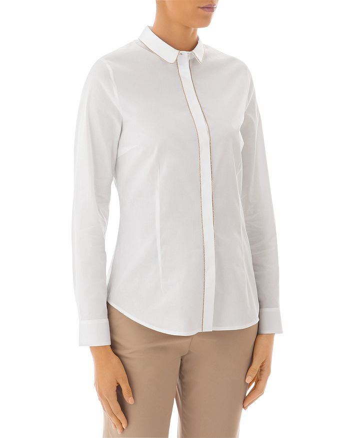 Peserico Embellished Button-Down Blouse | Bloomingdale's