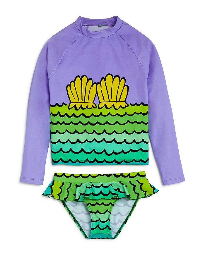 Stella McCartney Girls' Mermaid Rash Guard Two-Piece Swimsuit - Little ...