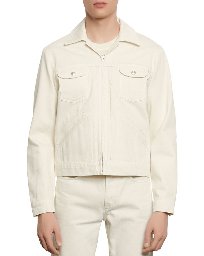 Sandro Slim-Fit Pleated Denim Jacket | Bloomingdale's