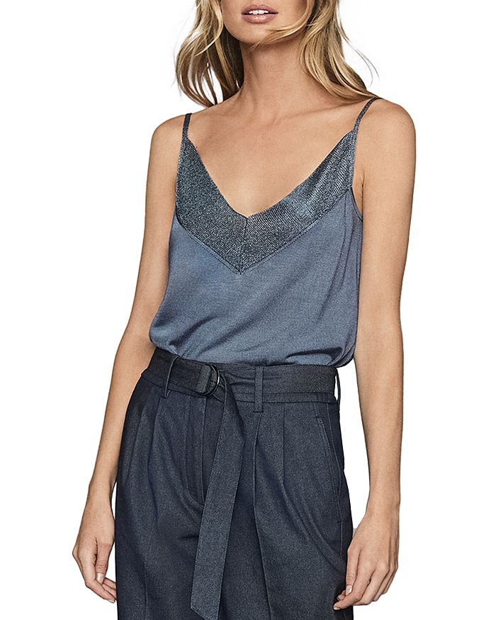 REISS Jolie Metallic Chevron Cami | Bloomingdale's