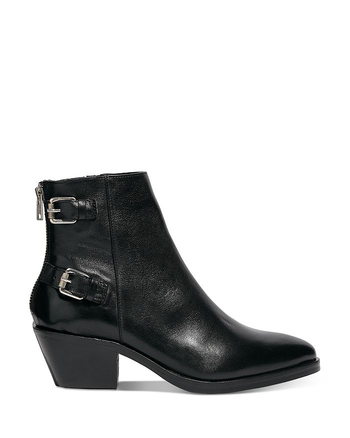 ALLSAINTS Women's Sloane Back Zip Double Buckle Leather Booties | Bloomingdale's