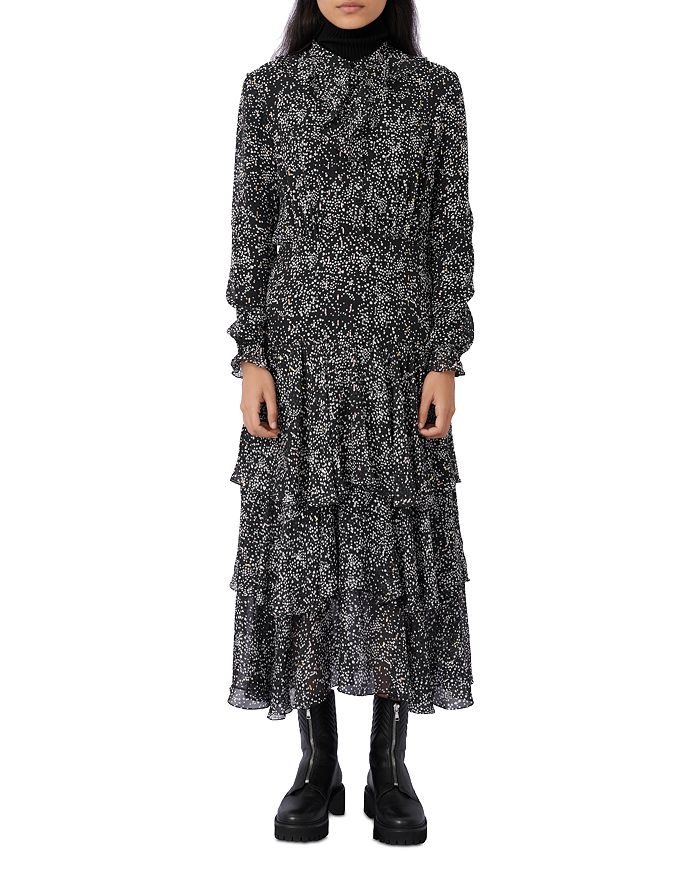 Maje Ruffo Printed Ruffled Maxi Dress | Bloomingdale's