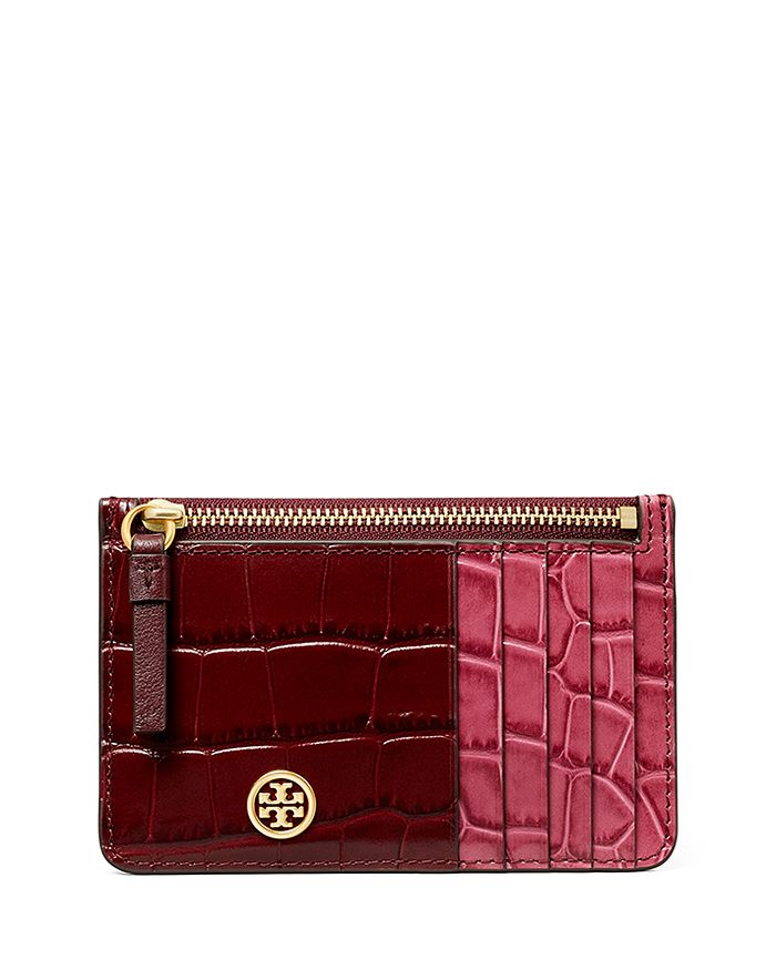 Tory Burch Robinson Color Blocked Embossed Leather Card Case ...