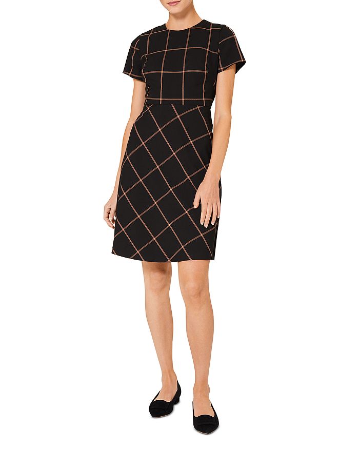 HOBBS LONDON Evie Windowpane Print Dress | Bloomingdale's