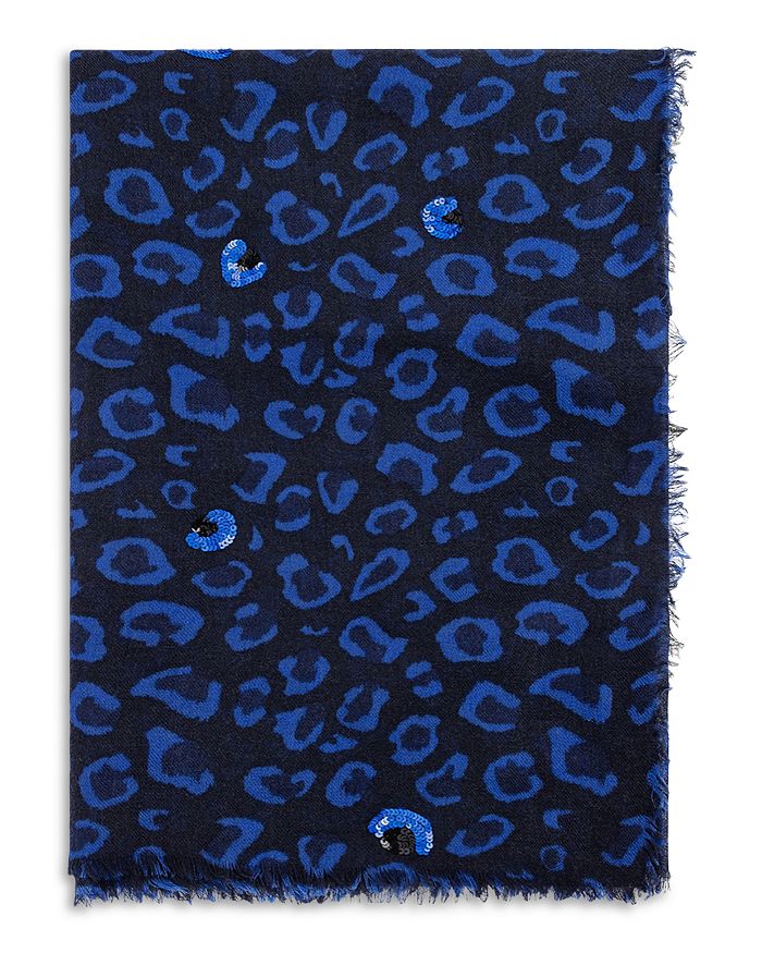 Gerard Darel Nicky Sequin Leopard Print Wool Scarf | Bloomingdale's