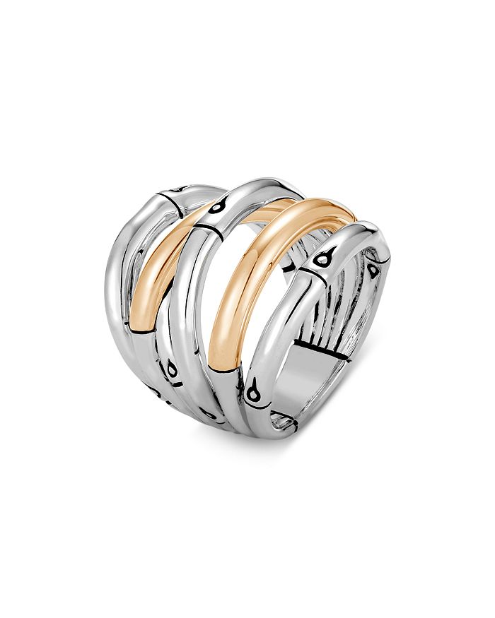 JOHN HARDY Sterling Silver & 18K Yellow Gold Bamboo Multi Row Statement ...