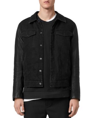 ALLSAINTS Bennett Mix Media Regular Fit Trucker Jacket | Bloomingdale's