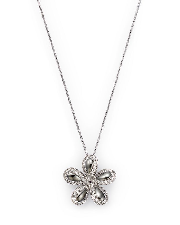 Roberto Coin 18K White Gold Fantasia Diamond Big Flower Pendant ...