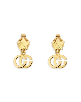 Gucci GG Running 18K Yellow Gold Star Drop Earrings