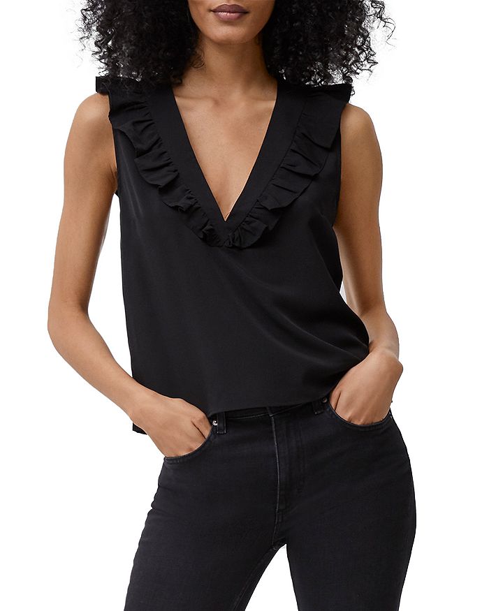 FRENCH CONNECTION Ruffled V Neck Top | Bloomingdale's