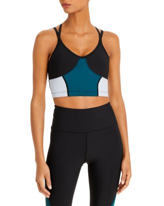 AQUA Color Blocked Strappy Sports Bra - 100% Exclusive | Bloomingdale's