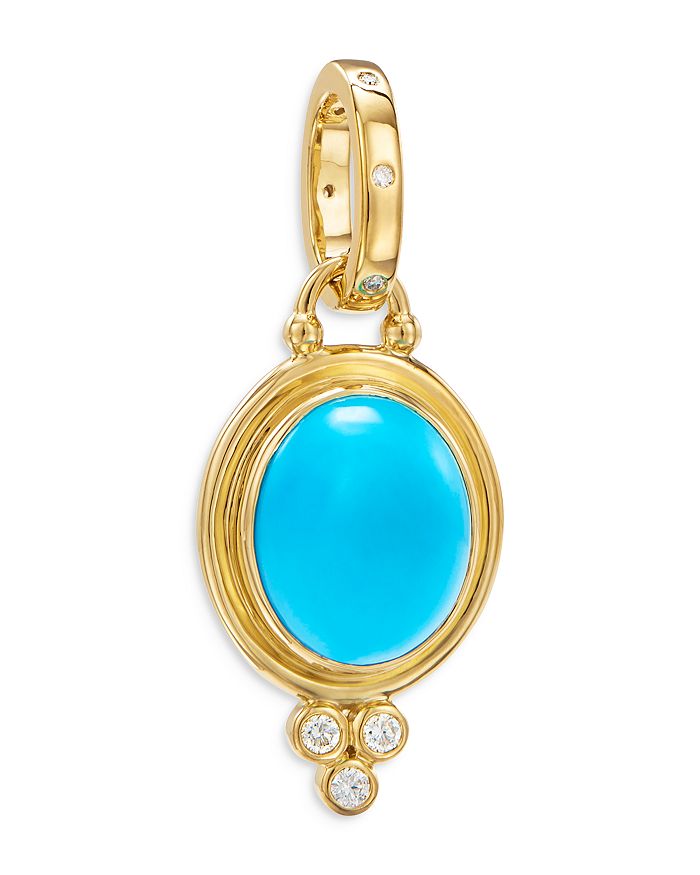 Temple St. Clair 18K Yellow Gold Turquoise & Diamond Classic Pendant ...