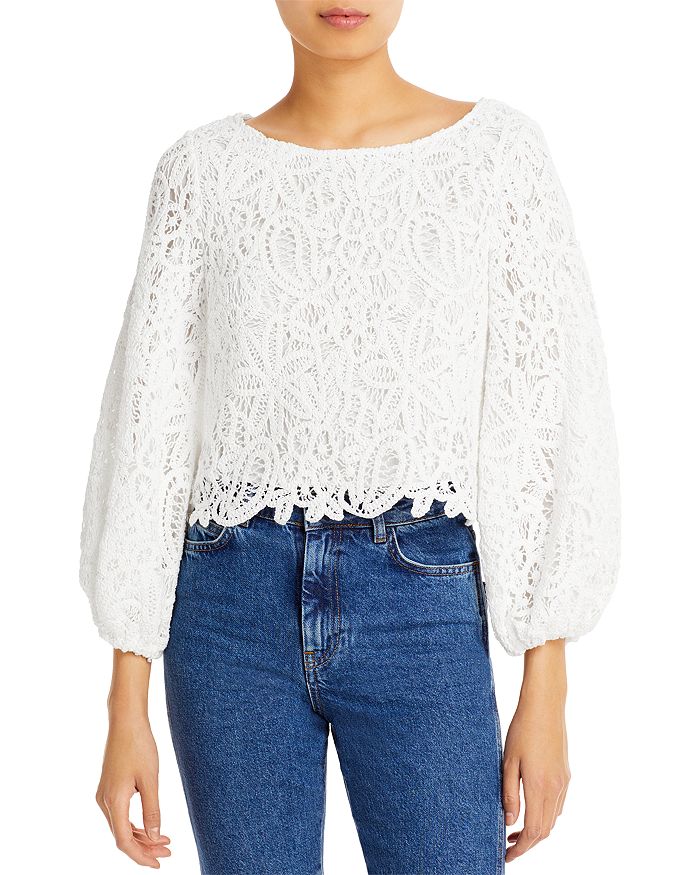 MILLY Camila Cotton Lace Blouse | Bloomingdale's