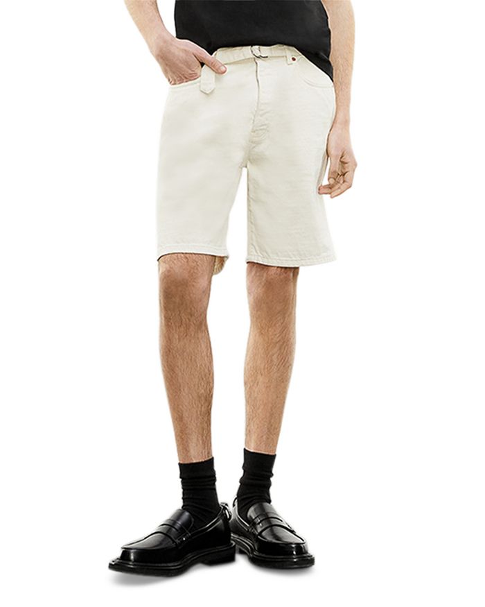 The Kooples Straight Fit Belted Denim Shorts | Bloomingdale's