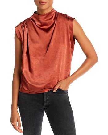 Line & Dot Dolly Draped Mock Neck Top | Bloomingdale's