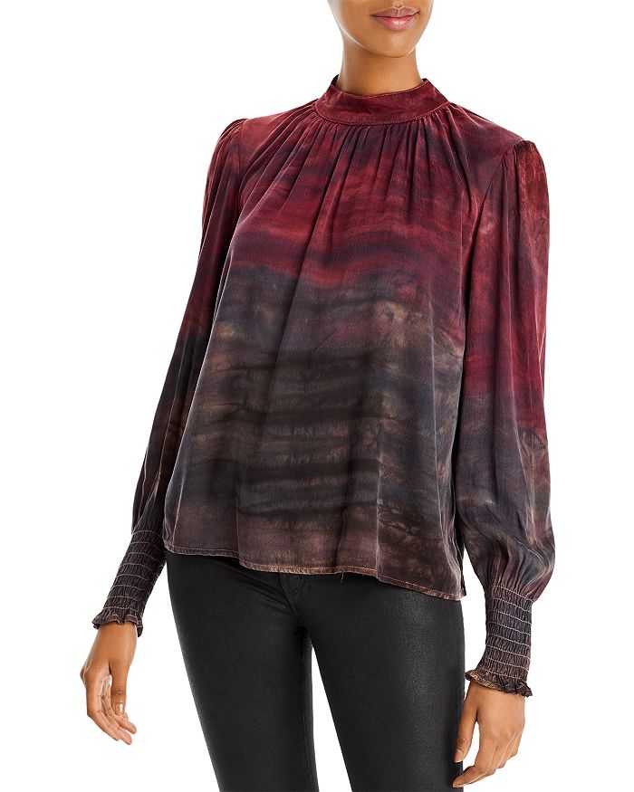 Bella Dahl Mock Neck Smocked Cuff Blouse | Bloomingdale's