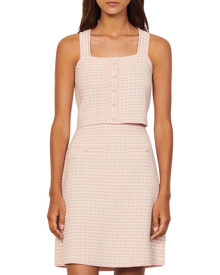 Sandro Daniella Tweed Cropped Top | Bloomingdale's