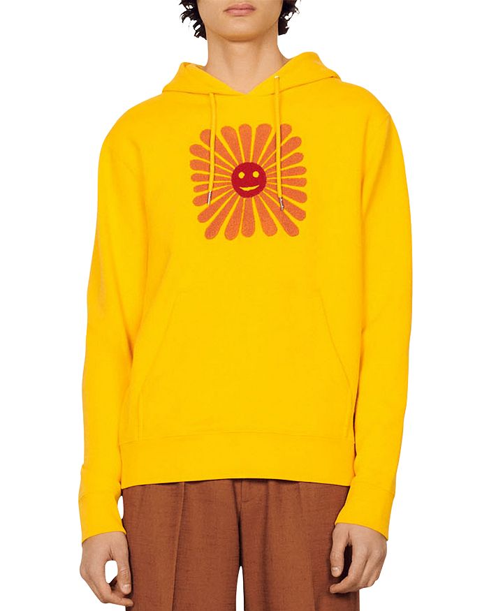 Sandro Sun Embroidered Unbrushed Fleece Hoodie | Bloomingdale's