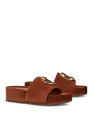 Tory Burch Women's Woven Double T Slides | Bloomingdale's