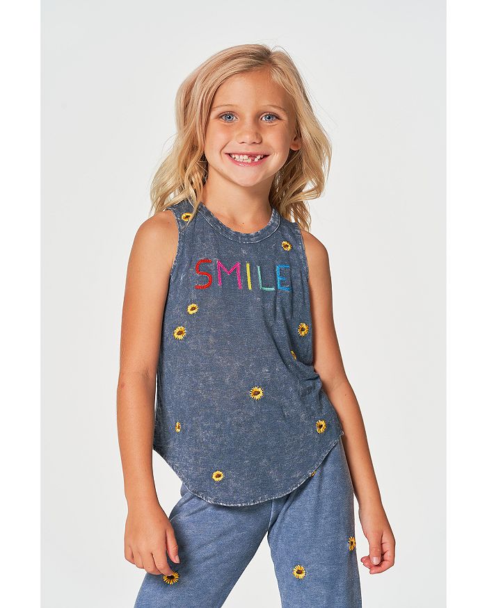 CHASER Girls' Smile Sunflower Muscle Tee - Little Kid | Bloomingdale's