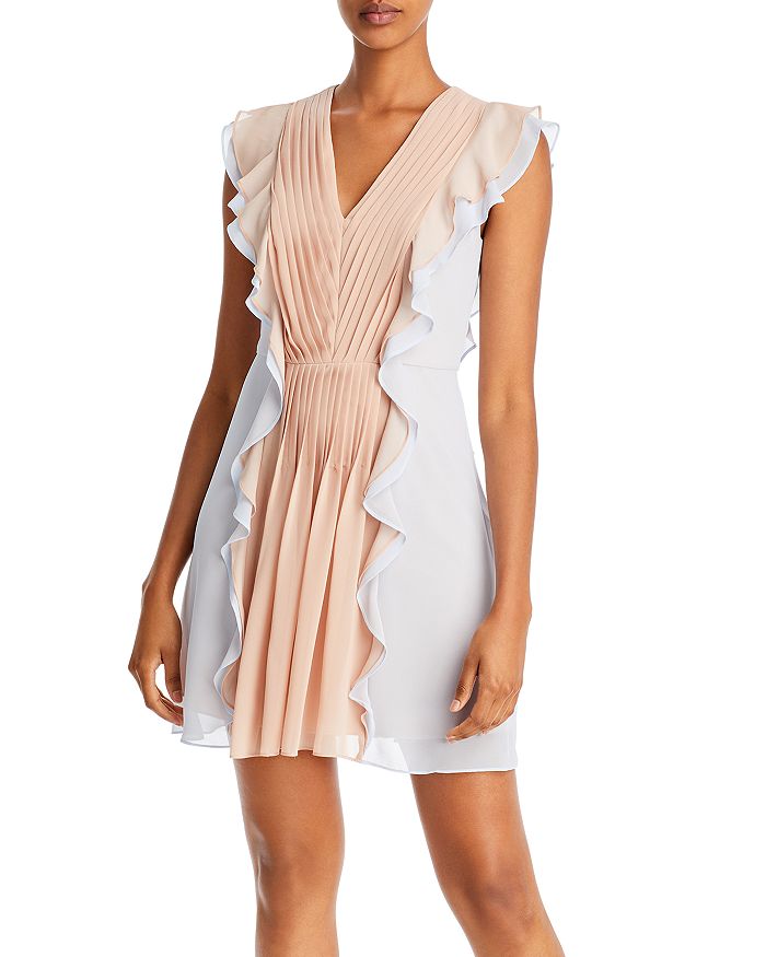 BCBGMAXAZRIA Ruffled Colorblocked Dress | Bloomingdale's