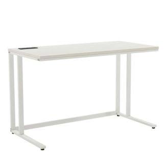 Furniture of America Wright Light Oak and White Writing Desk with USB ...