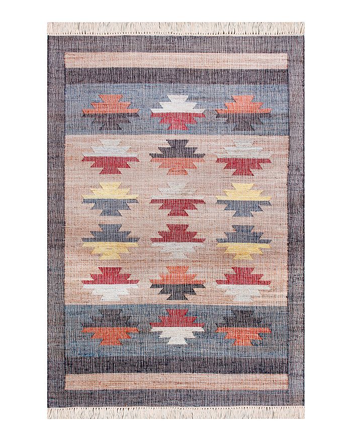 LR Home Nero Grounding Geometric Handwoven Dhurrie Area Rug, 93" x 117 ...