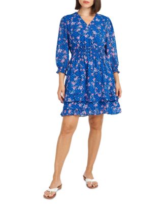 Daniel Rainn Printed V Neck Dress | Bloomingdale's