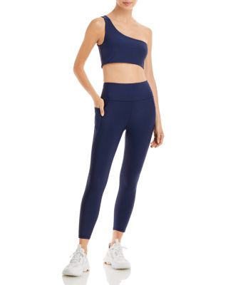 AQUA One Shoulder Sports Bra & 7/8 Medium Compression Leggings - 100% ...