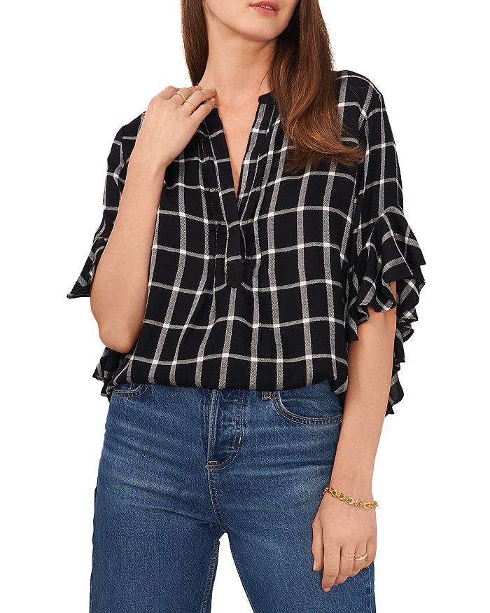 VINCE CAMUTO Ruffled Sleeve Top | Bloomingdale's